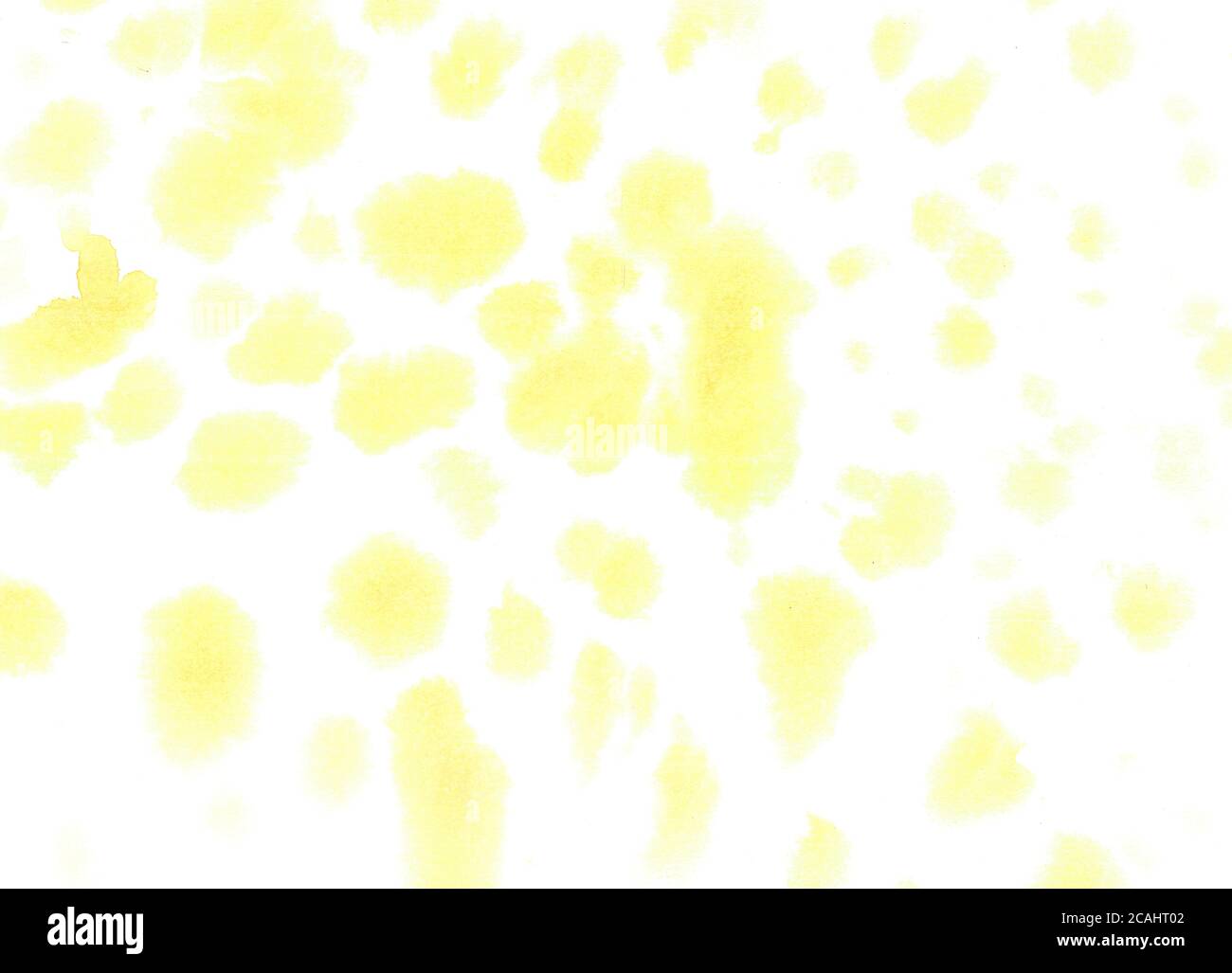 Handmade painting. Yellow watercolor spotted splash abstract on paper ...