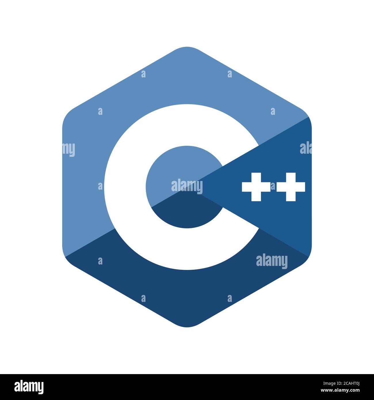 Emblem of C plus plus programming language. Blue hexagon with the ...