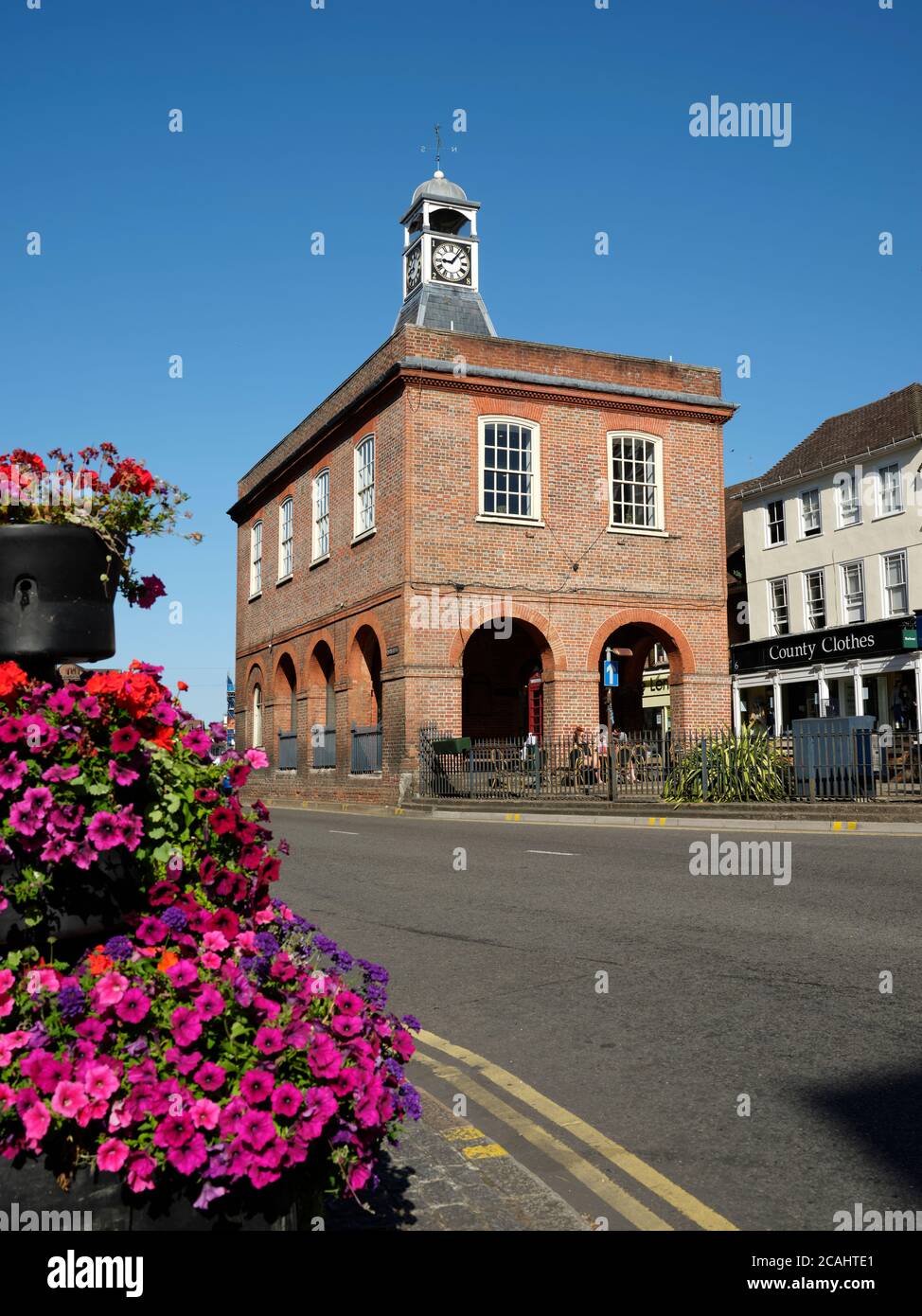 Reigate High Street and the Old Town Market Hall in Reigate Surrey ...
