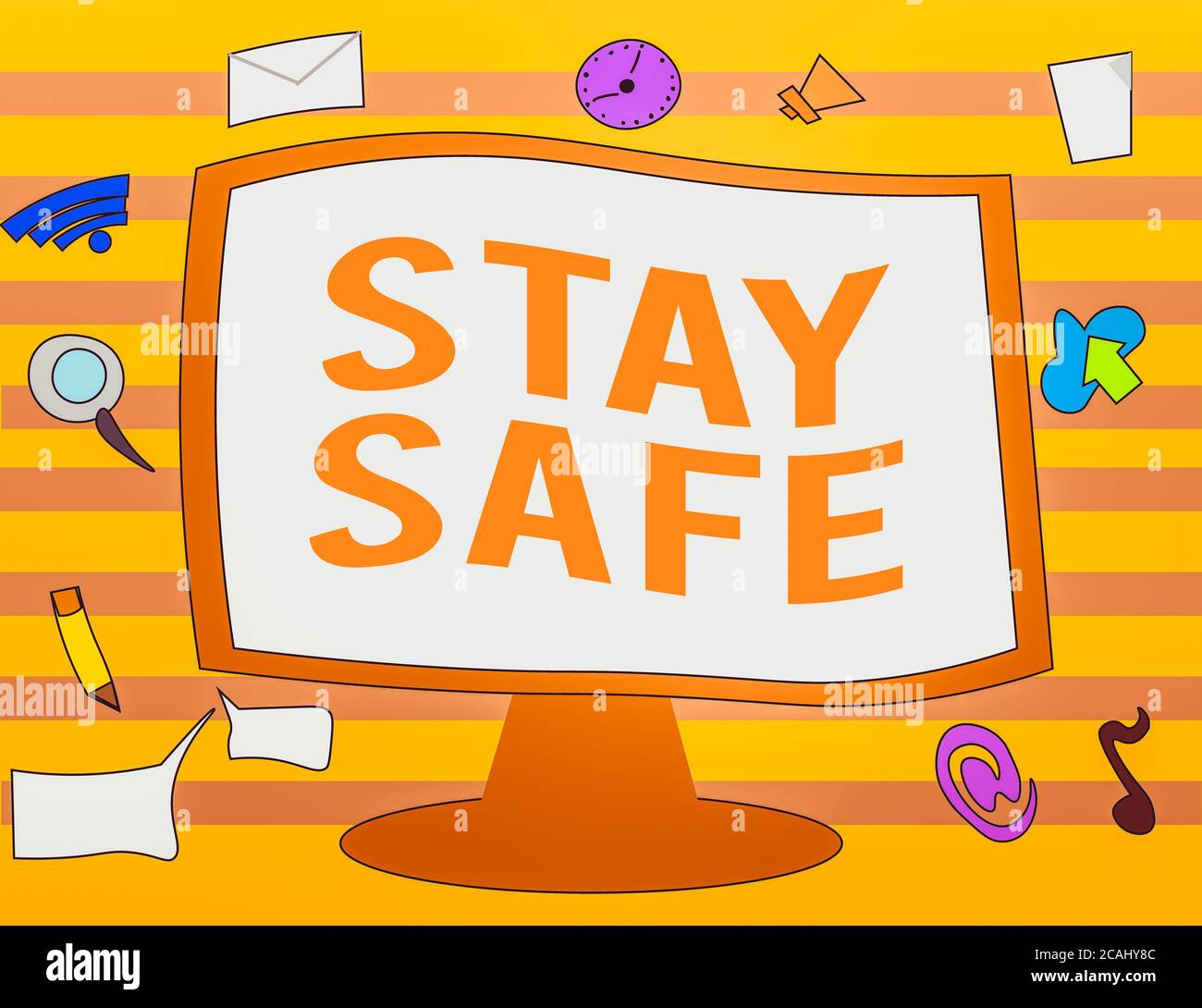 Text sign showing Stay Safe. Business photo text secure from threat of ... Text sign showing Stay Safe. Business photo text secure from threat of ...