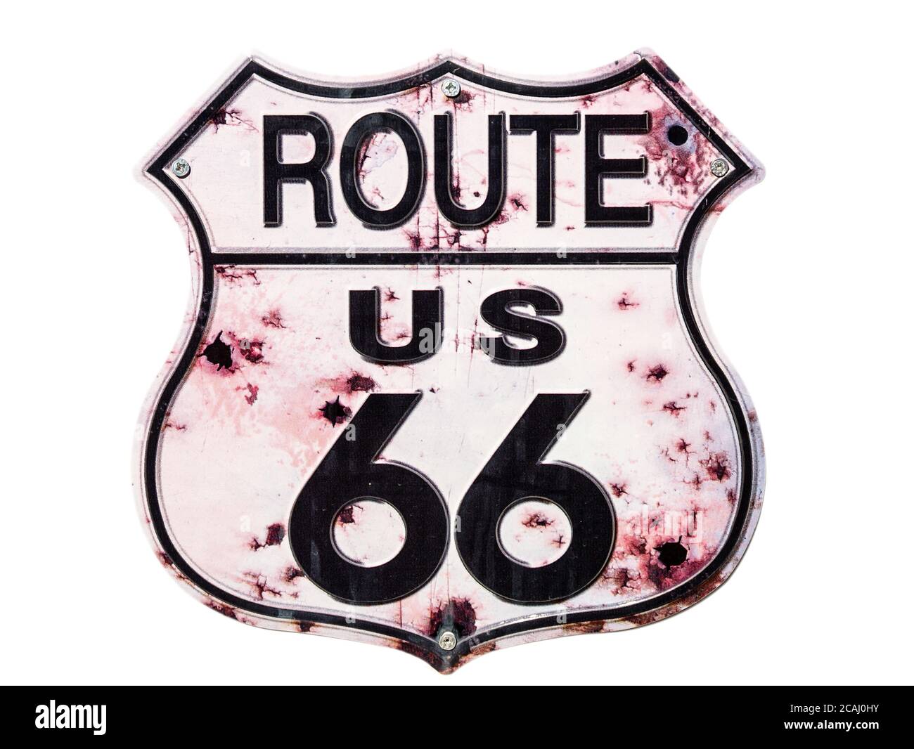 Closeup shot of route 66 sign isolated on white background Stock Photo ...