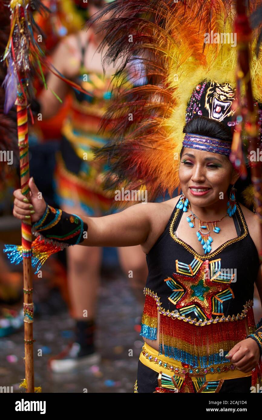 obas dancers in colourful costumes performing at the annual Oruro ...