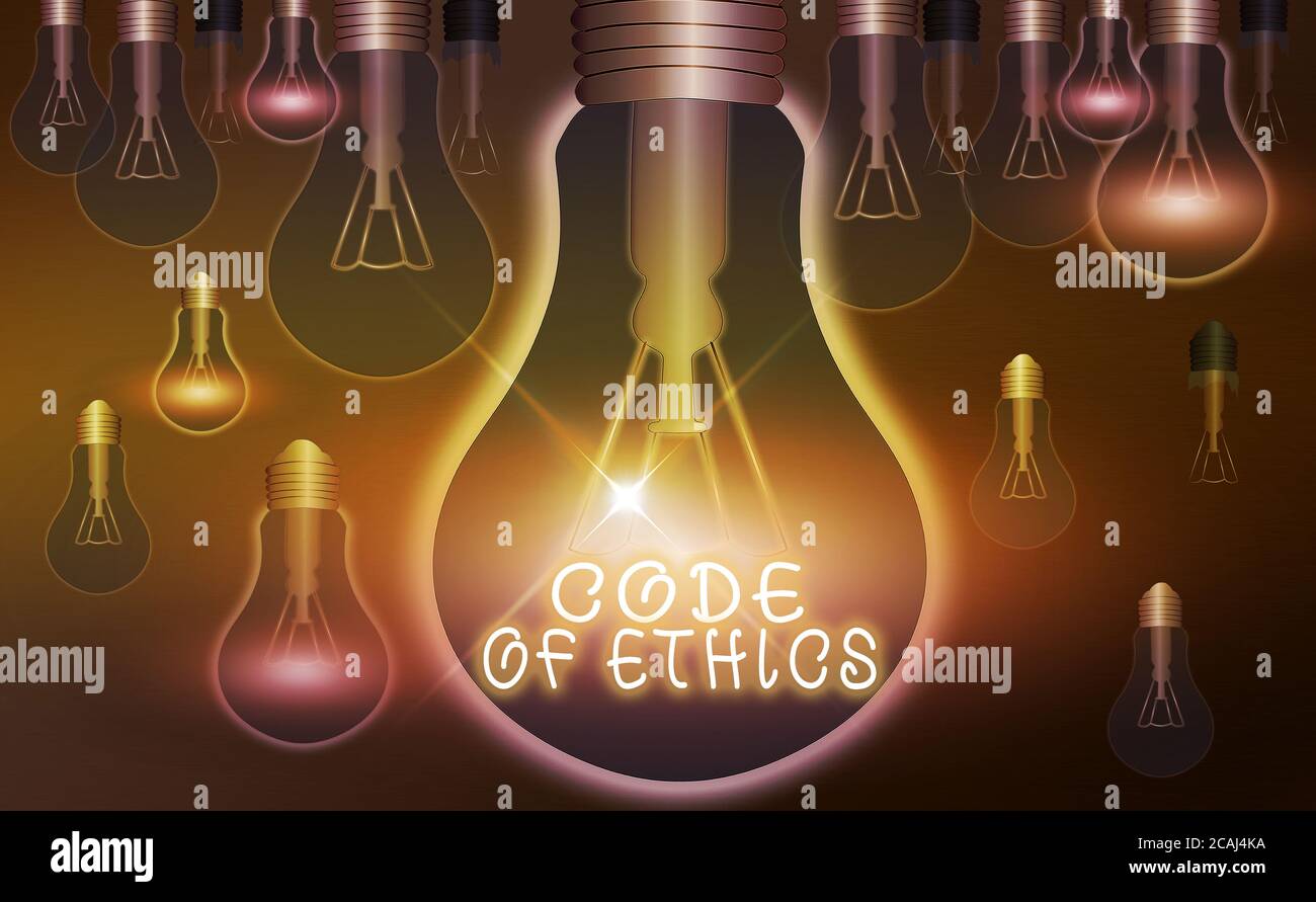 Word writing text Code Of Ethics. Business photo showcasing basic guide ...