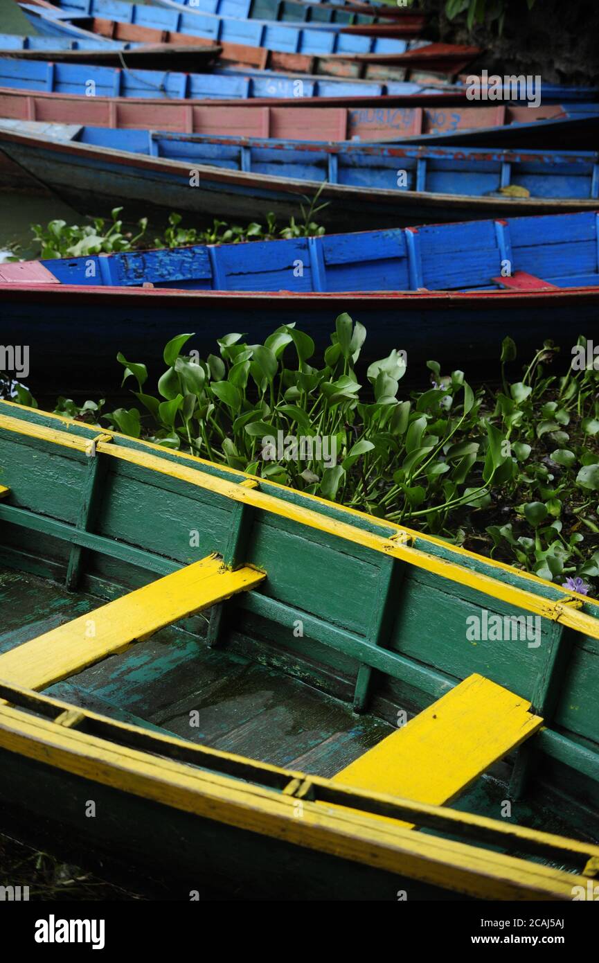 Vertical high angle shot of colorful fishing boats Stock Photo - Alamy