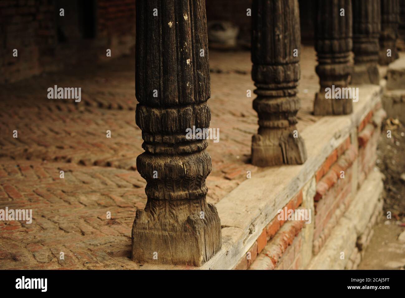 Closeup shot of the stone columns of a historic Asian building Stock ...