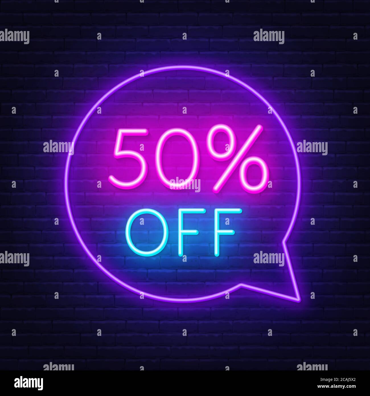 50% discount neon symbol Stock Vector Images - Alamy