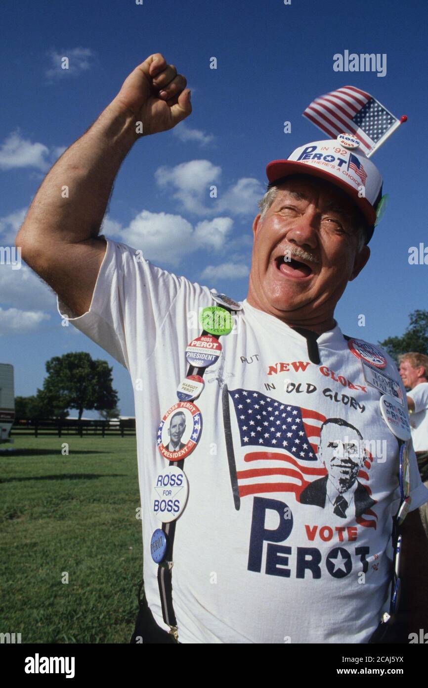 Enthusiastic supporter of third-party presidential candidate Ross Perot ...