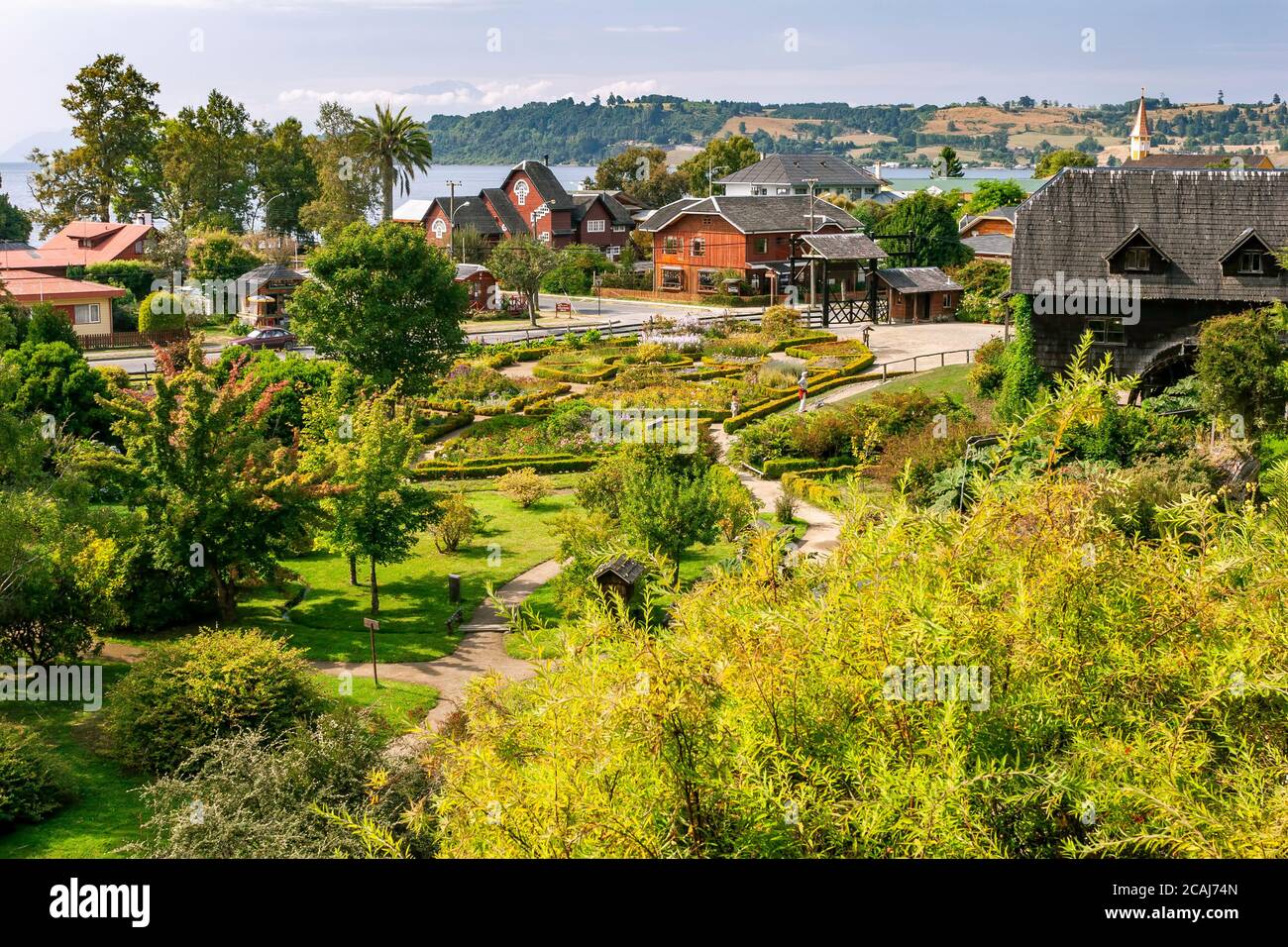 Overall view, German Colonial Museum, Frutillar, Lake District, Chile ...