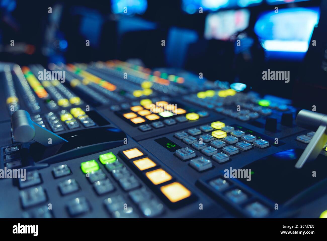 Inside an outside broadcasting truck: Video Switcher Stock Photo - Alamy