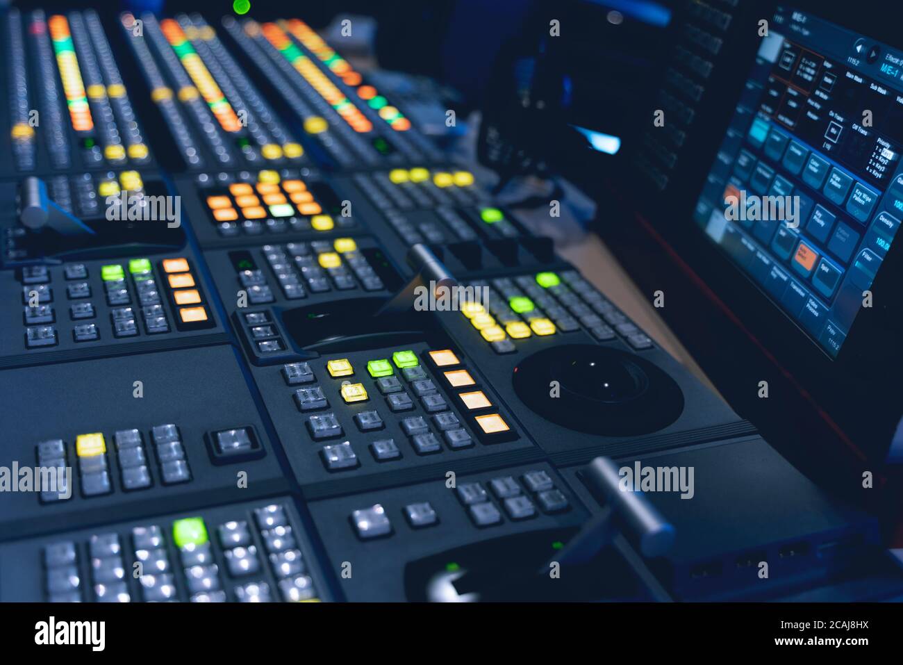 Inside an outside broadcasting truck: Video Switcher Stock Photo - Alamy