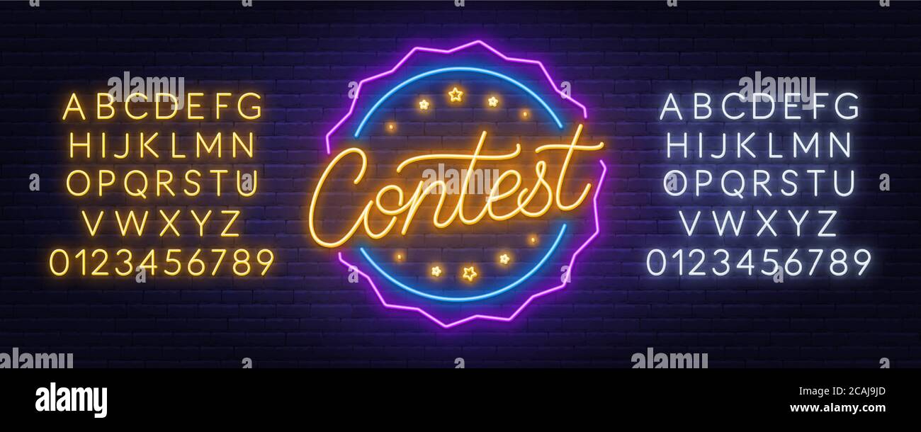 Contest neon sign on brick wall background Stock Vector Image & Art - Alamy