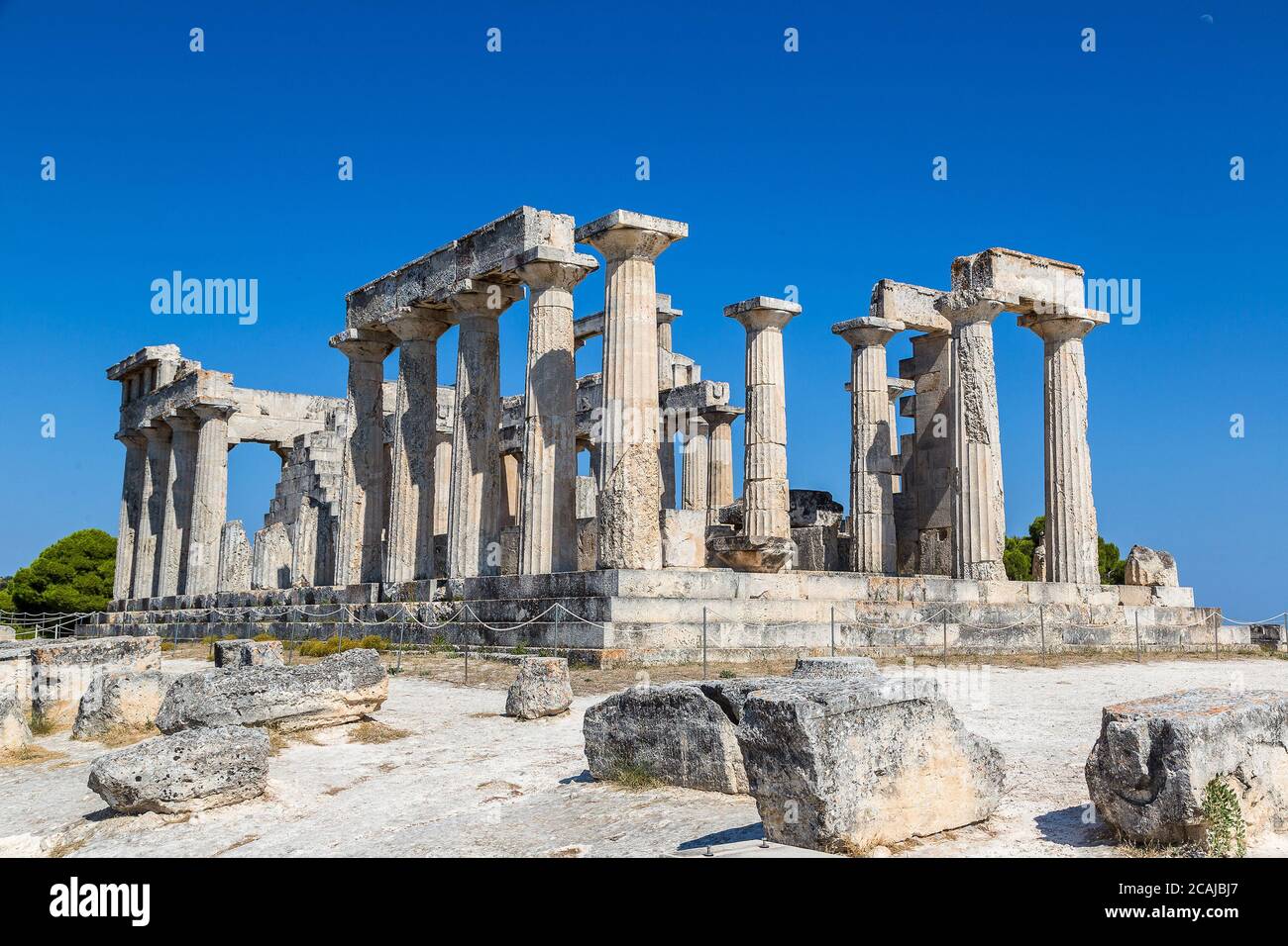 Aphaia temple on Aegina island in a summer day in Greece Stock Photo ...