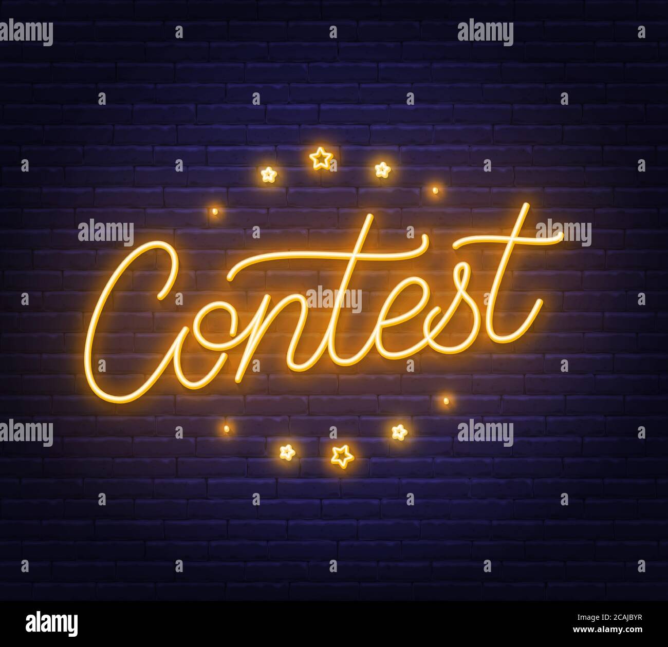 Contest neon sign on brick wall background Stock Vector Image & Art - Alamy
