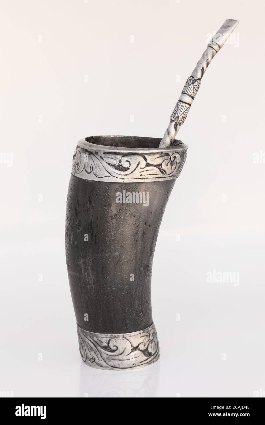 Terere. A typical cold drink made with mate herb from borders between ...