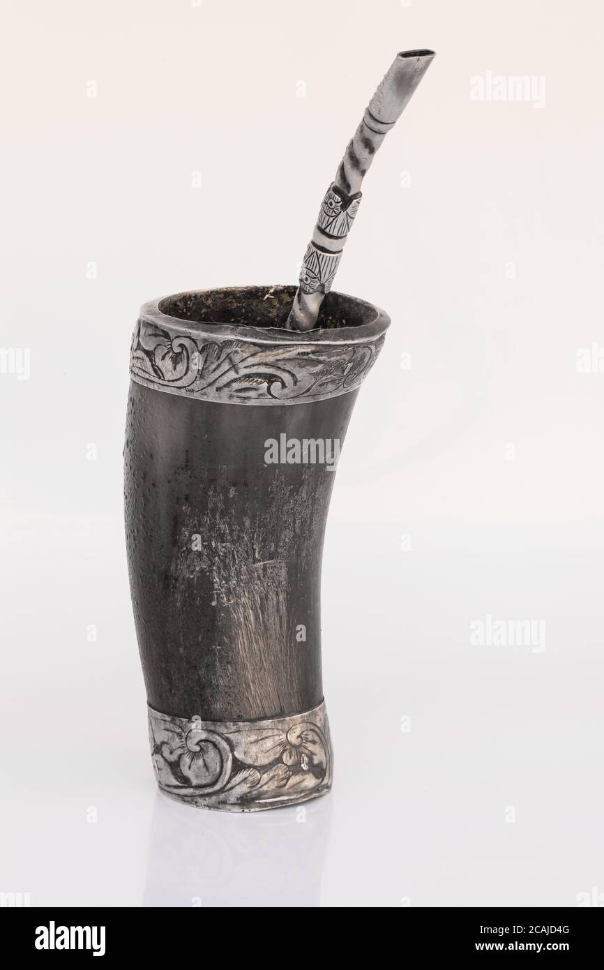 Terere. A typical cold drink made with mate herb from borders between ...