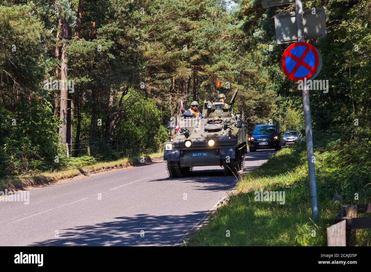 Spartan FV103 armoured vehicle with L plate learner driver, driving ...