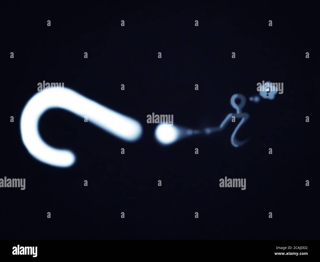 Mysterious question mark to thinking man Stock Photo - Alamy