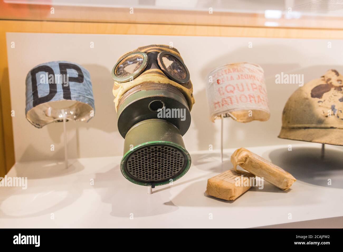 Gas mask case giving out by the ARP (Air Raid Precautions) during World ...