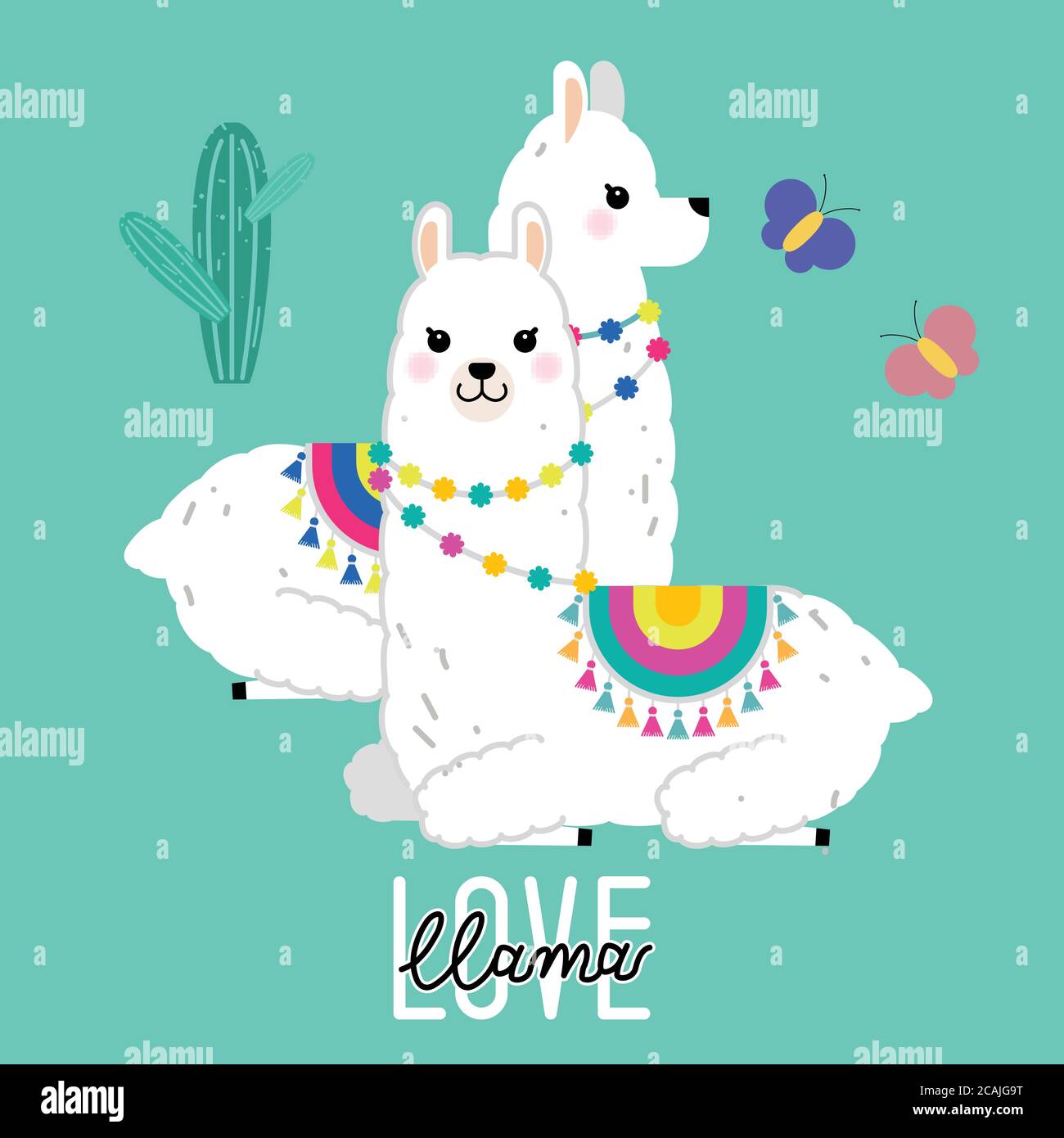 Cute llama and alpaca illustration for nursery design, poster, greeting ...