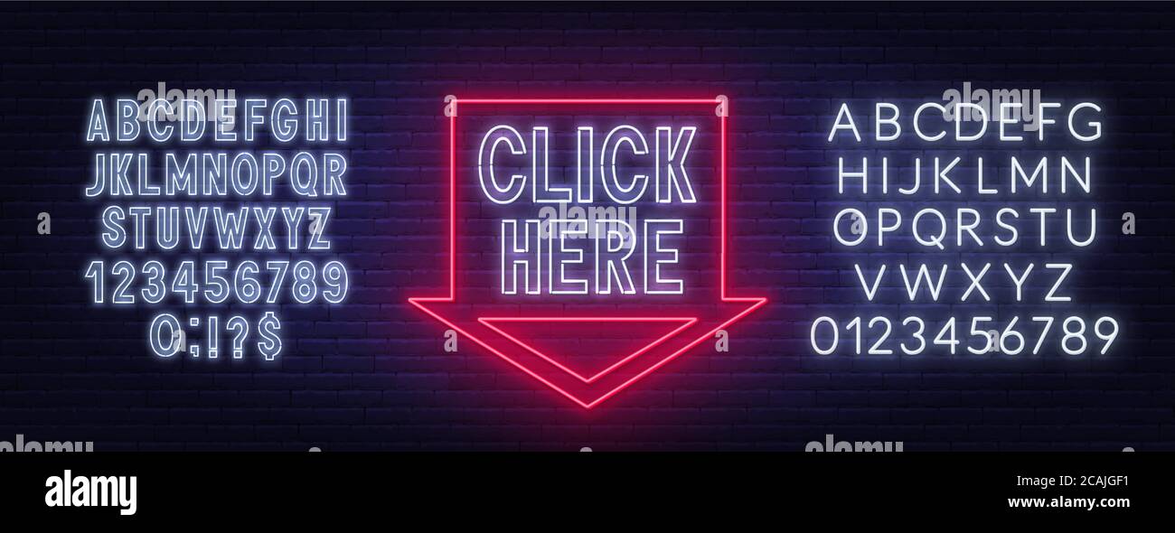 Click here neon Stock Vector Images - Alamy