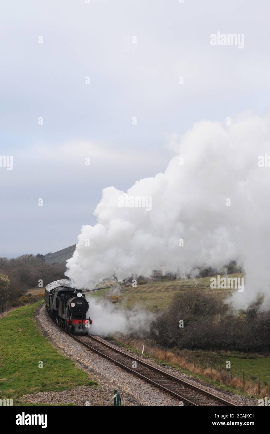 Battle of britain class locomotive 34070 manston hi-res stock ...
