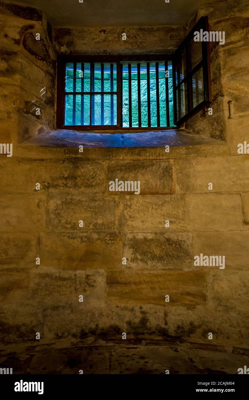 Cellar with barred window Stock Photo - Alamy