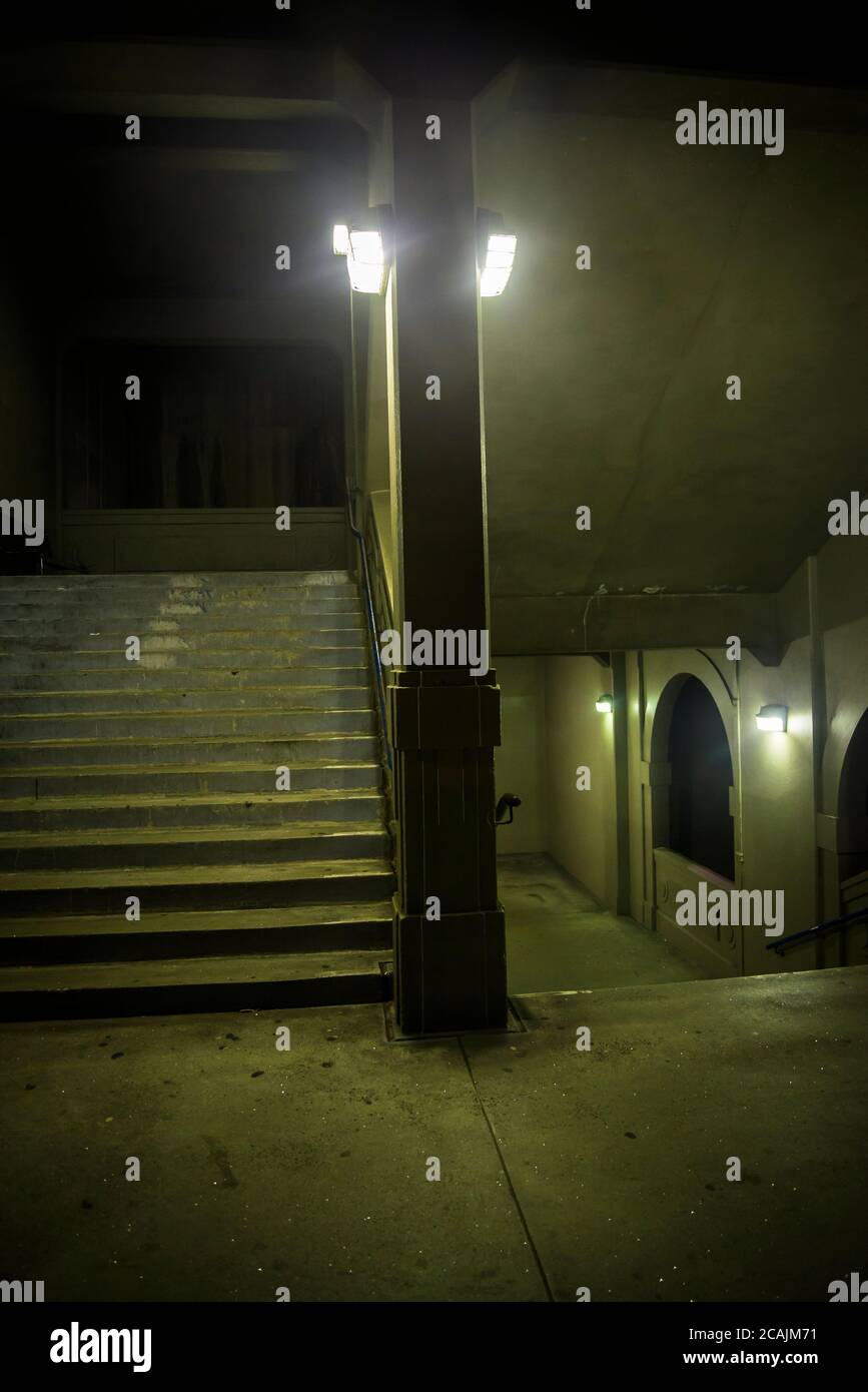City stairs at night Stock Photo - Alamy