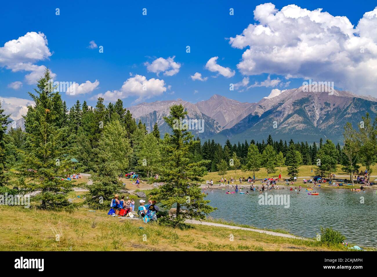 Quarry Lake, swimming hole, summer, Canmore, Alberta, Canada Stock ...