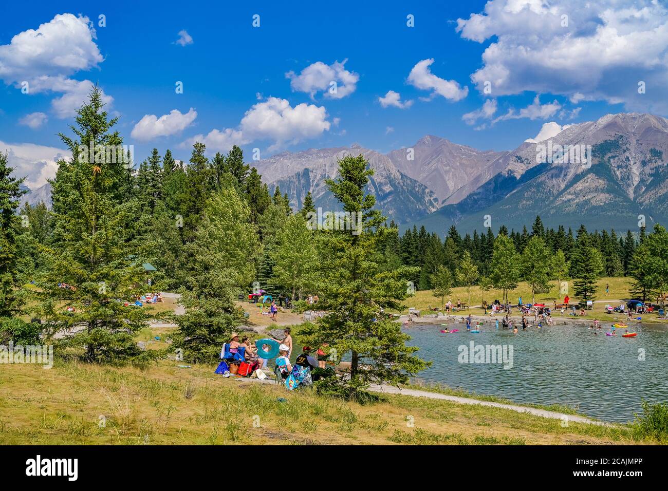Quarry Lake, swimming hole, summer, Canmore, Alberta, Canada Stock ...