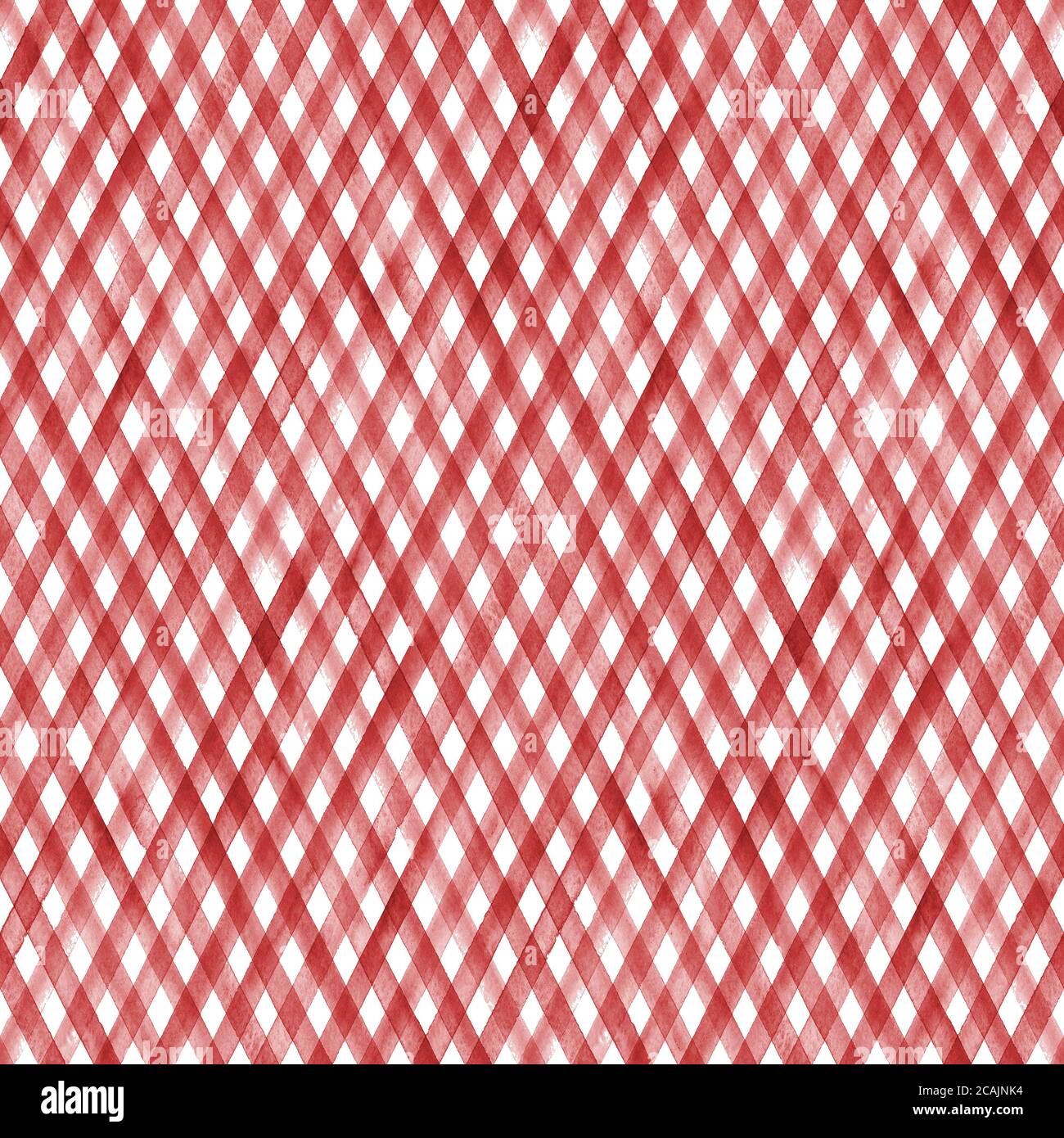 Watercolor stripe plaid seamless pattern. Red colored stripes ...