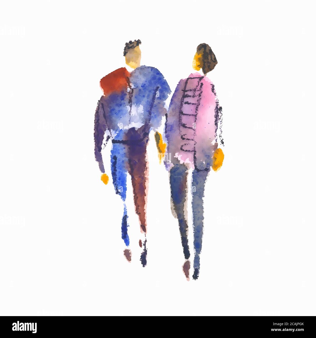 Vector illustration stylized people. Watercolor sketches. Man and woman ...