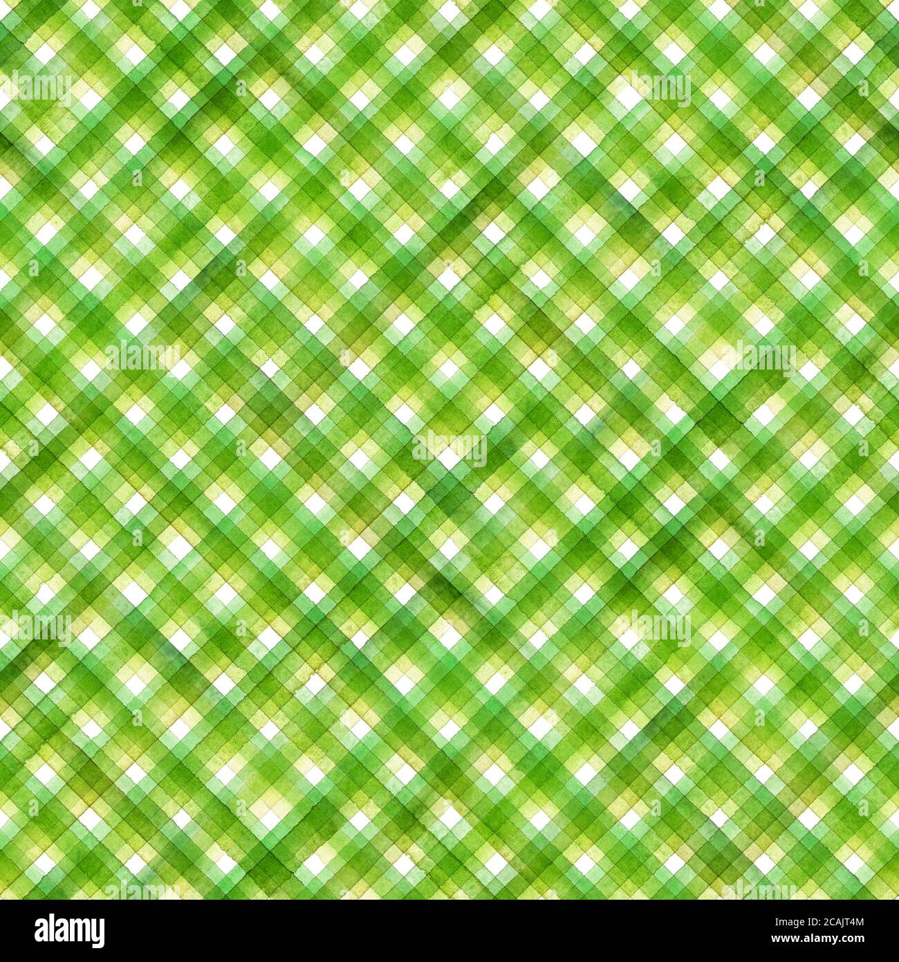 Watercolor stripe diagonal plaid seamless pattern. Green stripes on ...