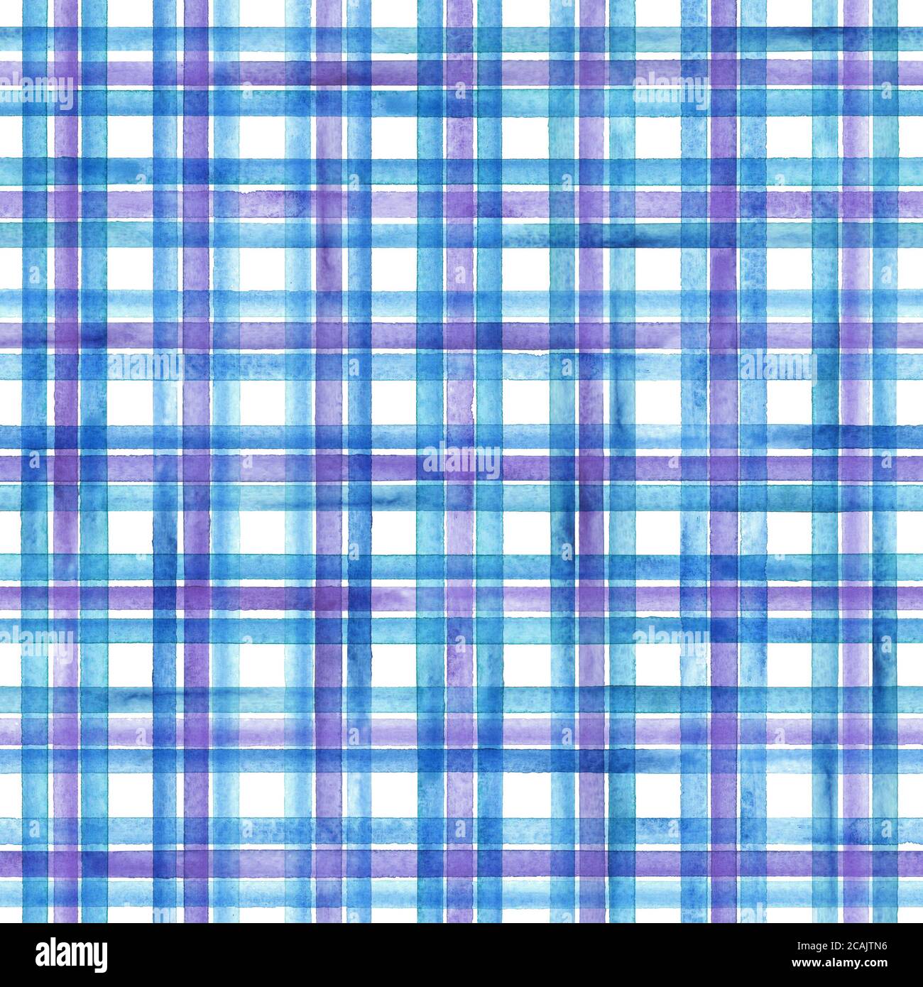 Watercolor stripe plaid seamless pattern. Colorful purple blue stripes ...