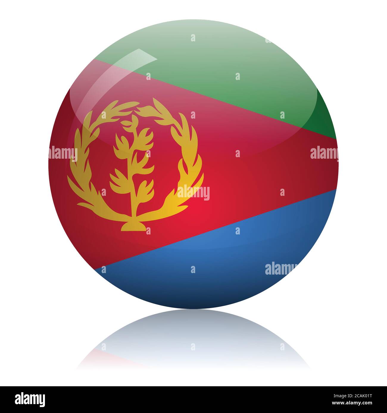 Eritrean flag glass ball on light mirror surface vector illustration ...