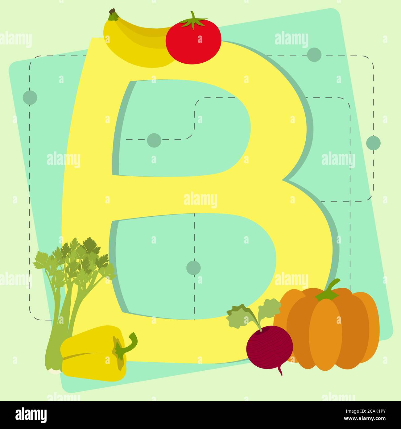 Letter "b" from stylized alphabet with fruits and vegetables - tomato ...