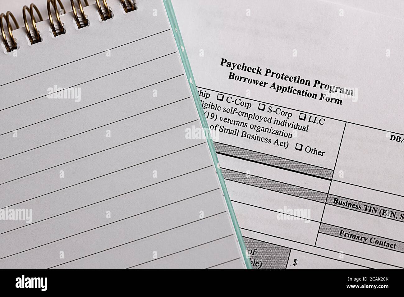 paycheck protection program. borrower application form Stock Photo - Alamy