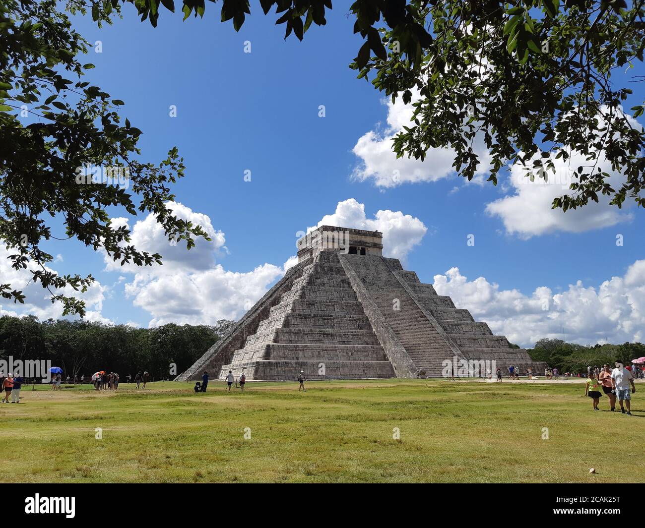 El Castillo (The temple of Kukulcan). The mesoamerican step-pyramid at the center of the Chichen ...