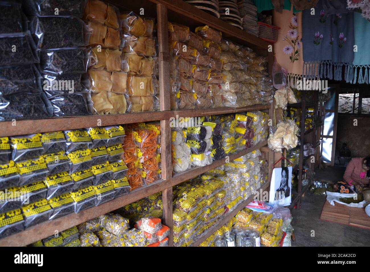 Grocery store with packed products on shelf. Yangon / Myanmar Stock ...