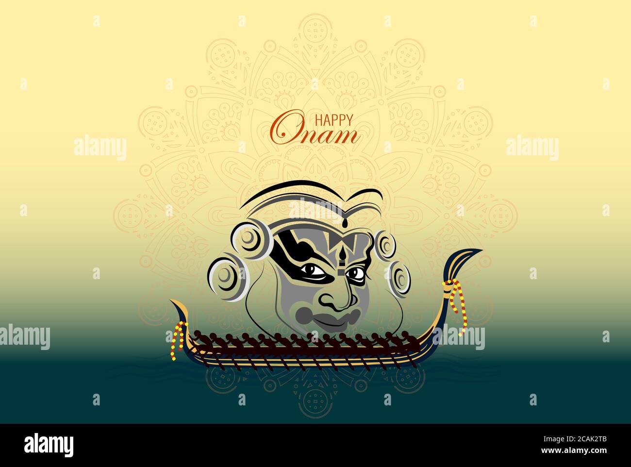 Happy Onam. Vallam Kali a boat race illustration in minimal design ...