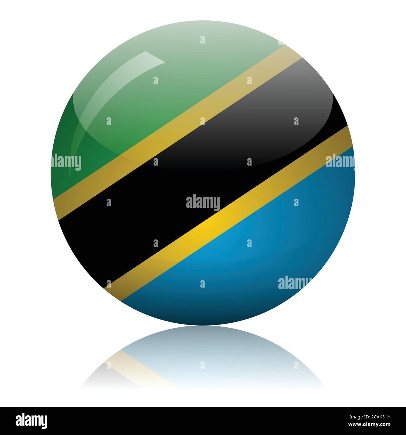 Tanzanias Flag Glass Ball On Light Mirror Surface Vector Illustration