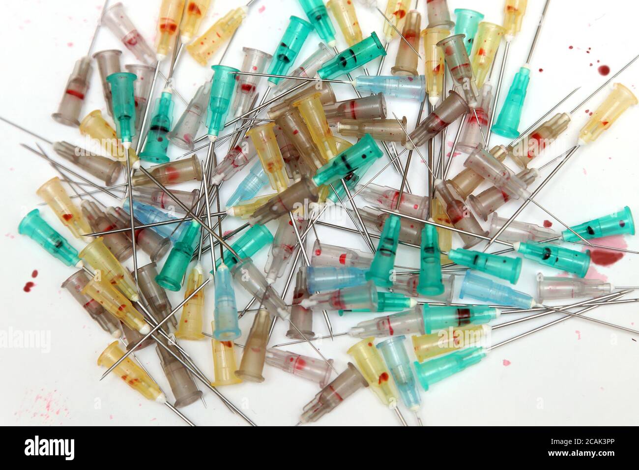 Disposable medical waste large pile of needles soaked in blood Stock ...