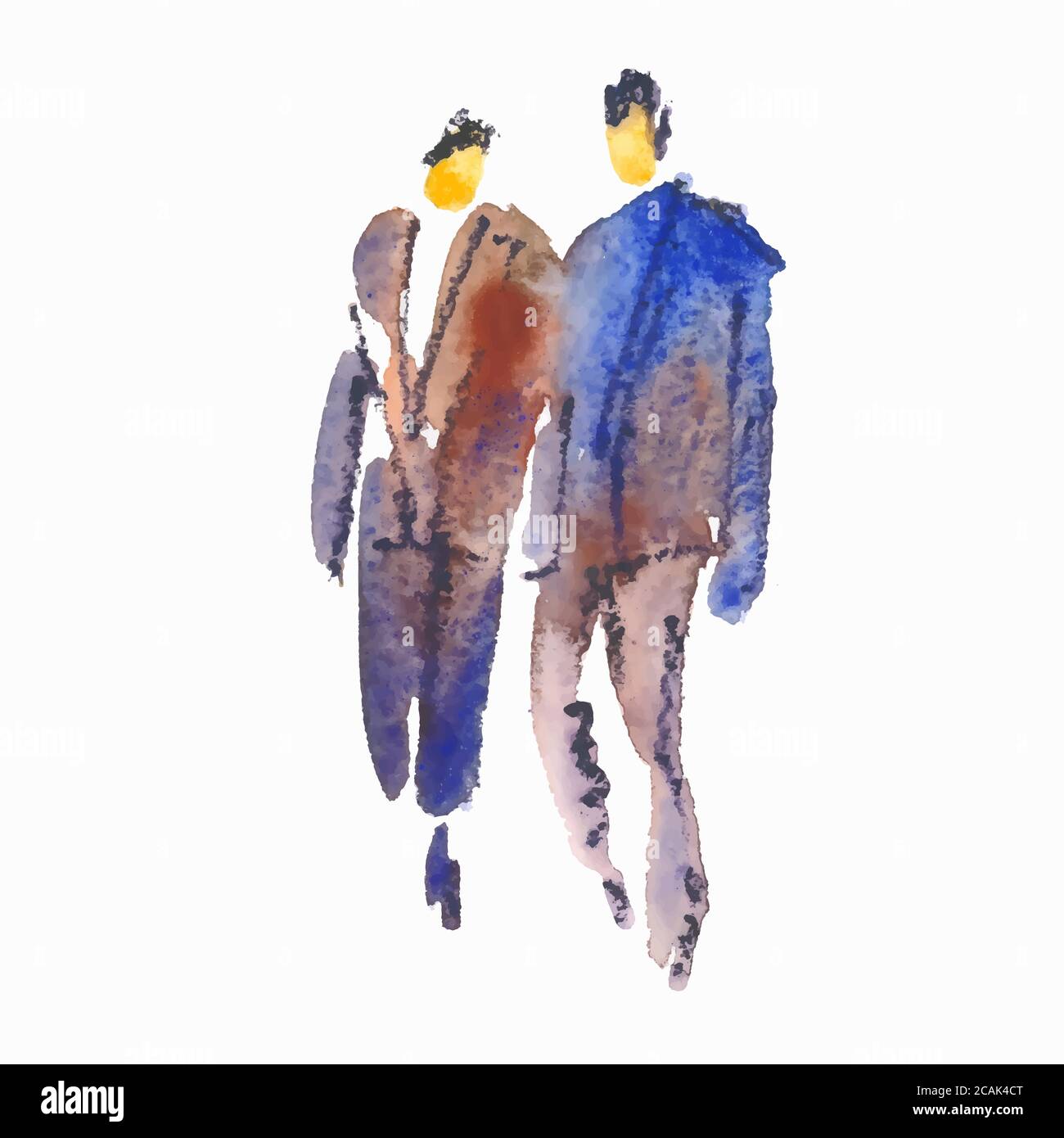 Vector illustration stylized people. Watercolor sketches Two people ...