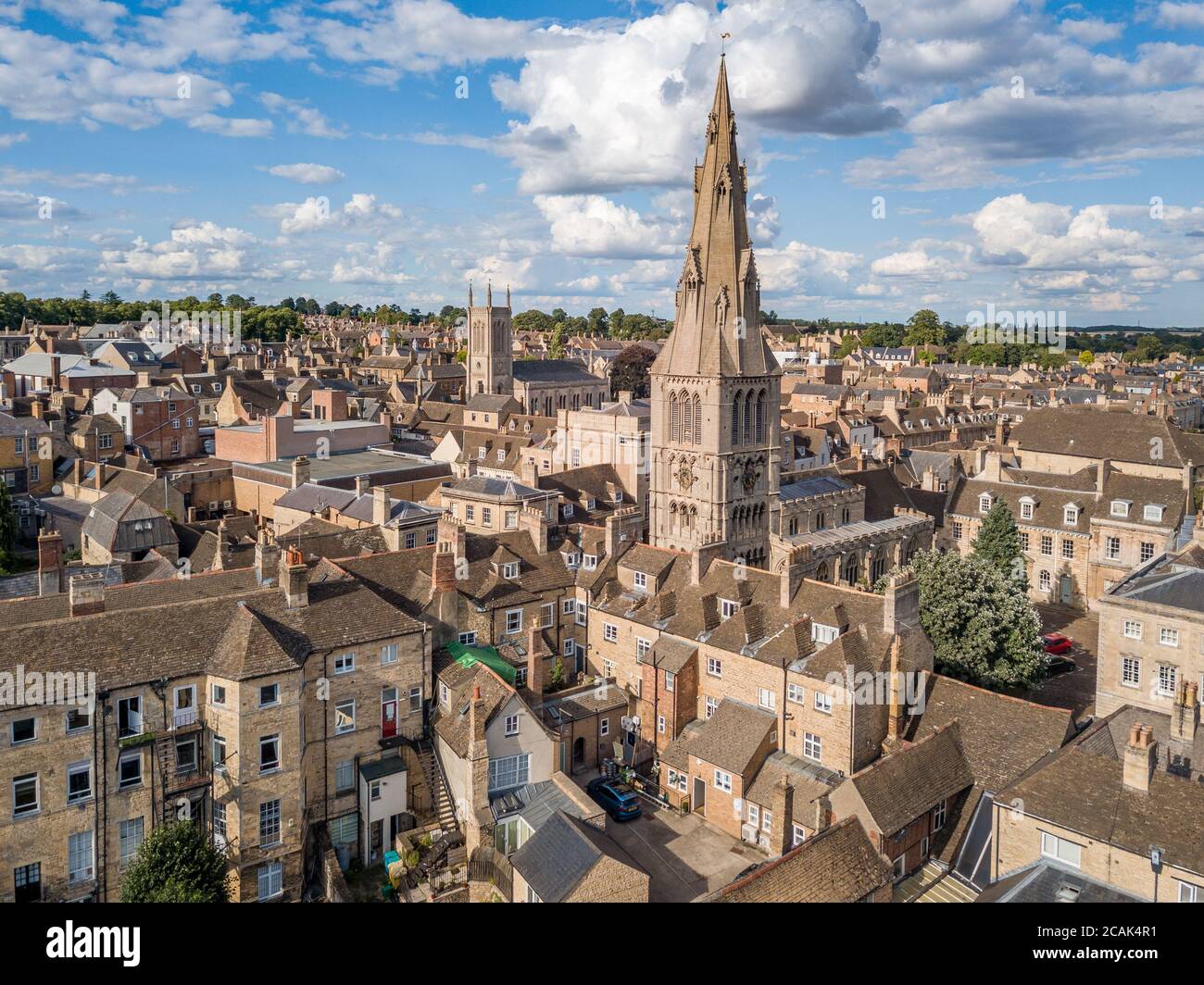 Aerial photography of the town centre of Stamford, Lincolnshire, UK ...