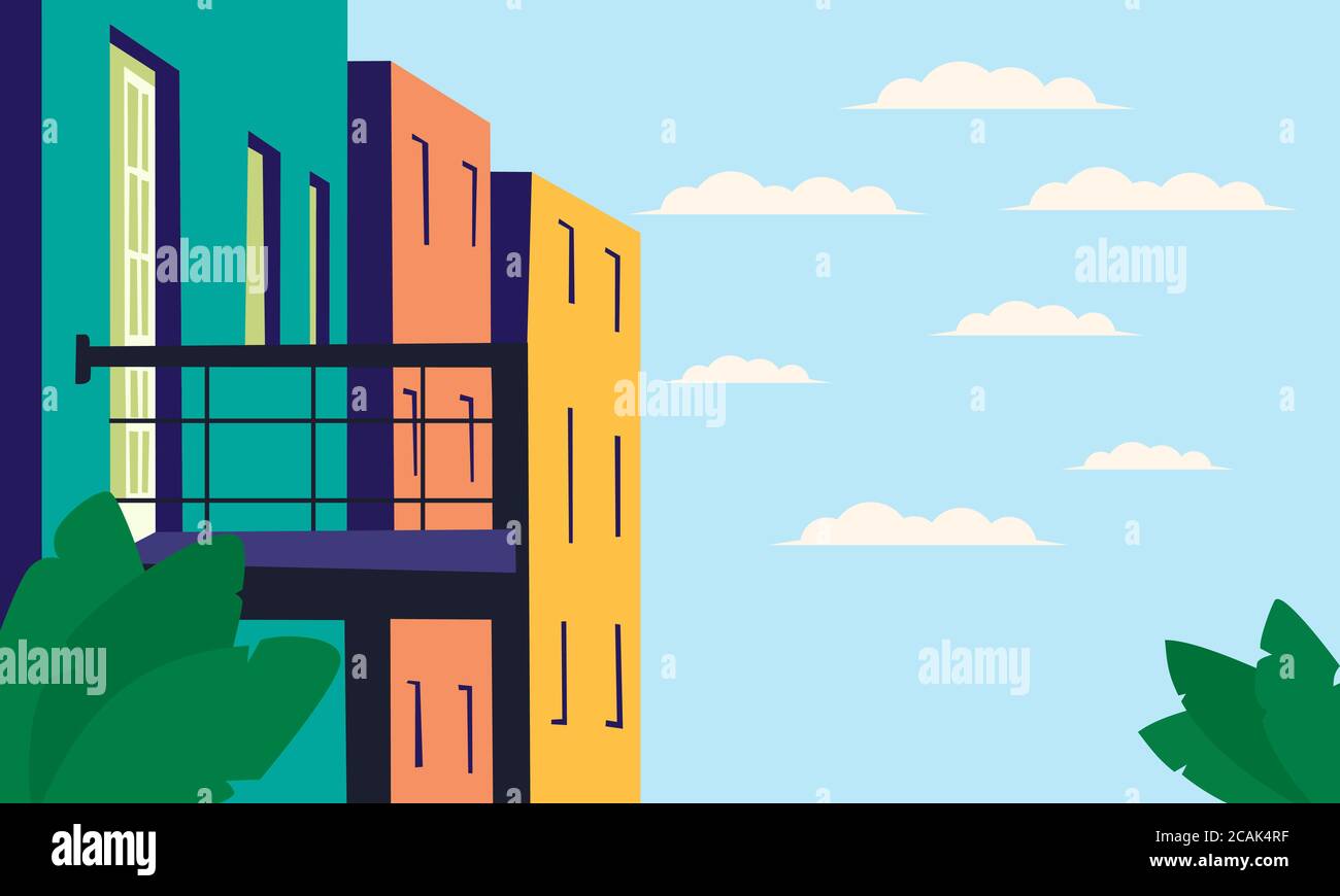 vector illustration of an apartment building with balcony Stock Vector ...