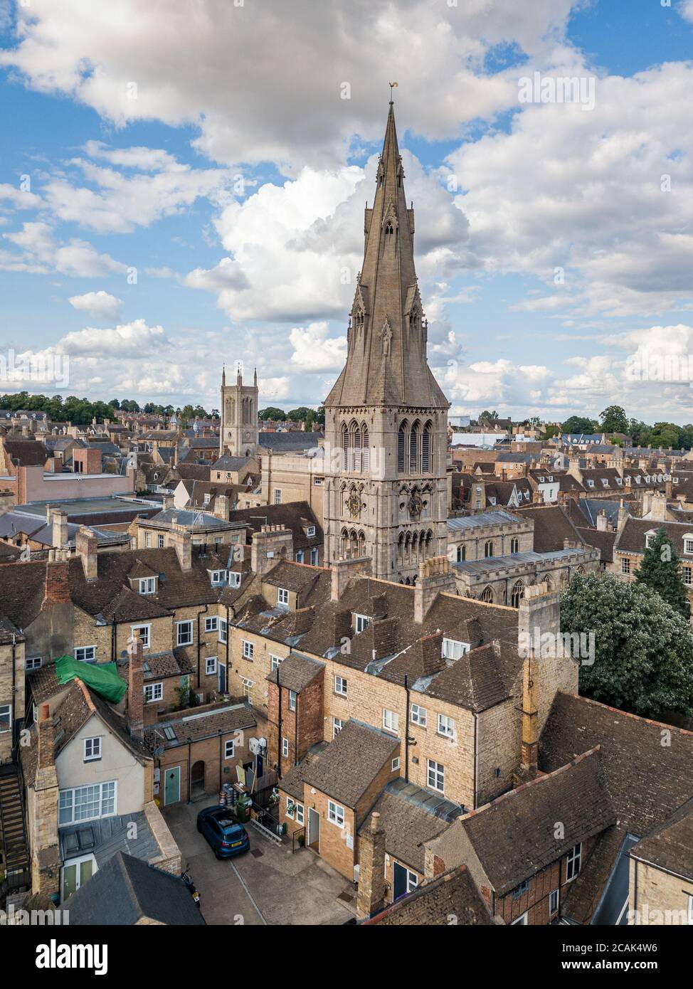 Aerial photography of the town centre of Stamford, Lincolnshire, UK ...