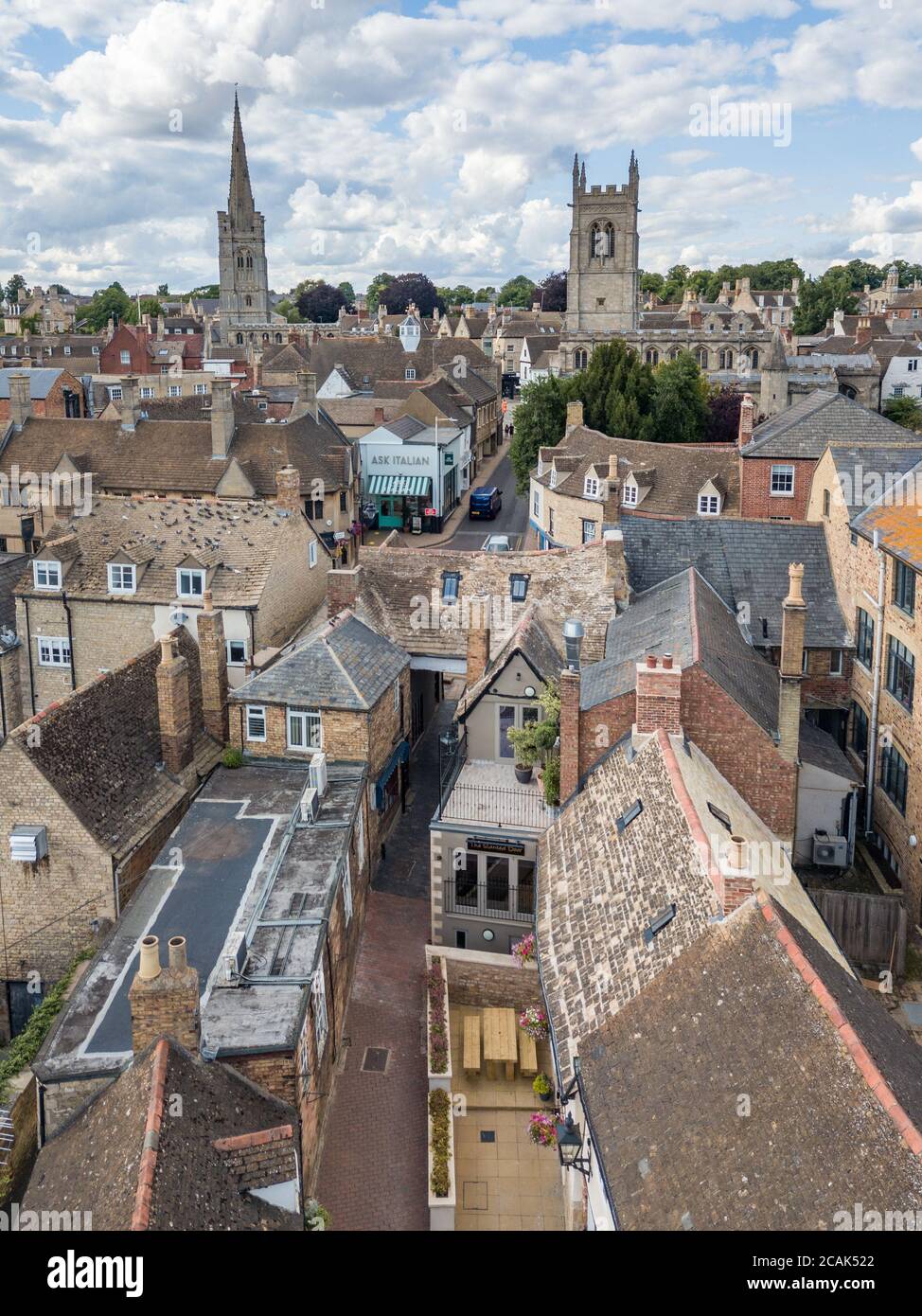 Aerial photography of the town centre of Stamford, Lincolnshire, UK ...