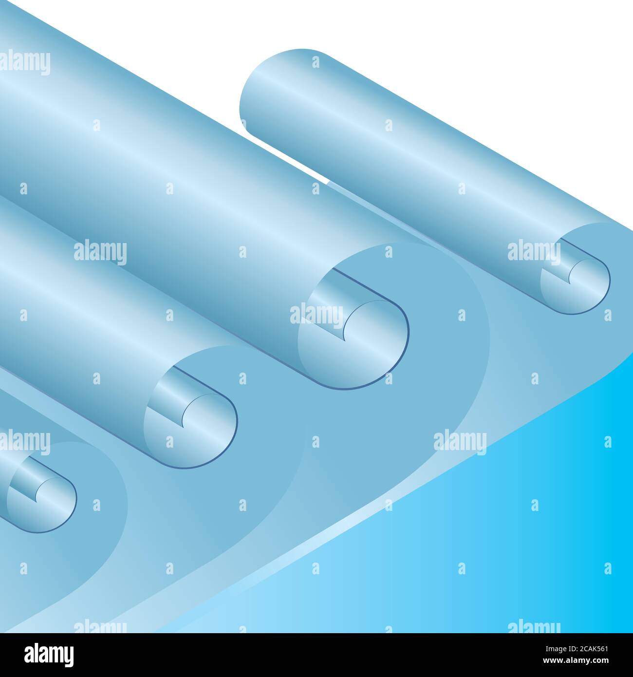 Rolls of wavy twisted paper. Large waves of paper rolls. Bright vector ...