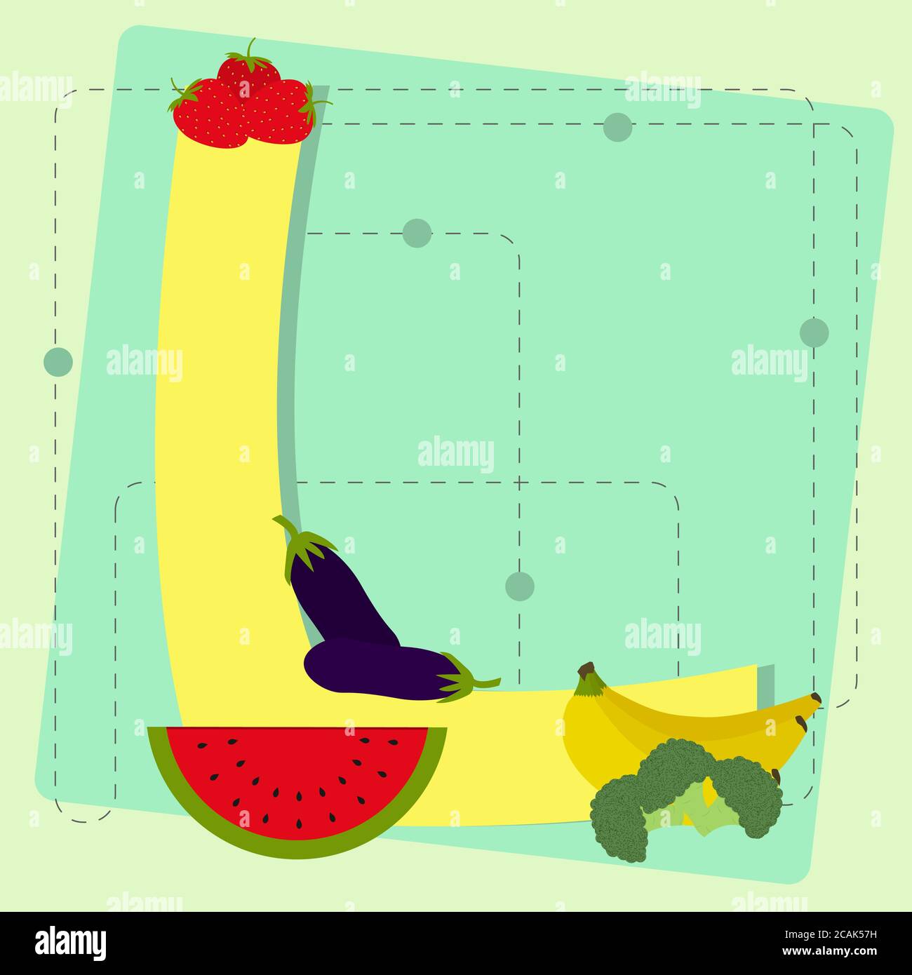 Letter "L" from stylized alphabet with fruits and vegetables ...