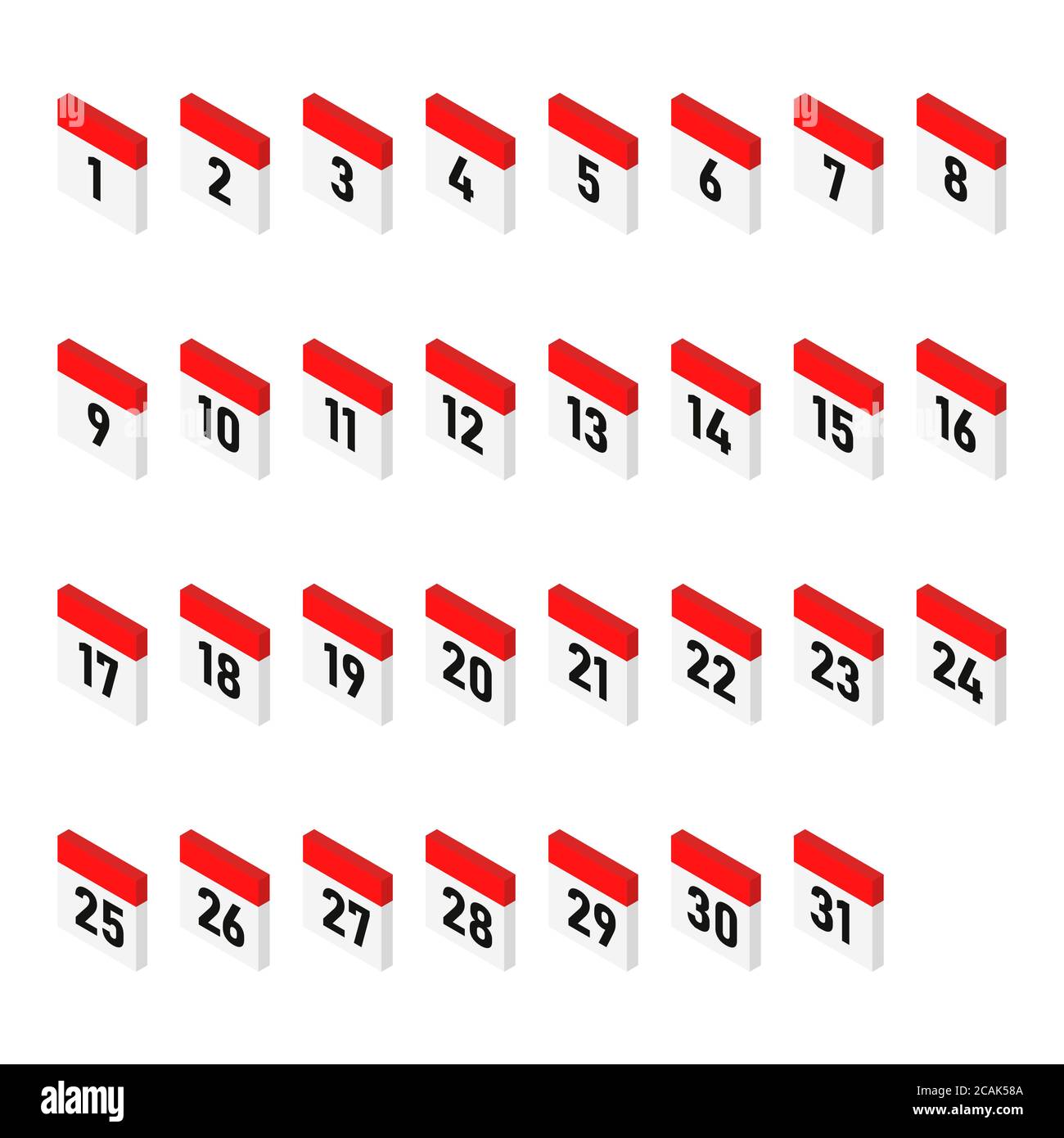 Isometric calendar days icons from 1 to 31. Deadline day. 3d style ...