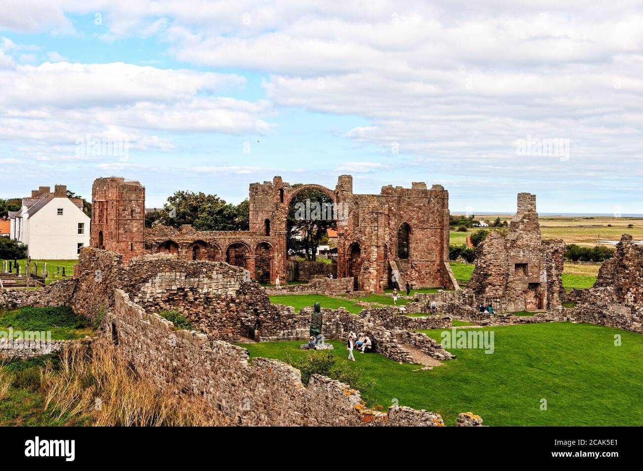 The extensive ruins of Lindisfarne Priory containing the medieval ...